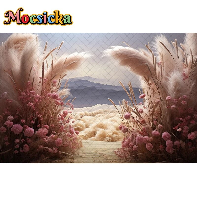 Bohemian Kids Photography Backdrop Fall Wheat Spring Floral Arch Decor ...