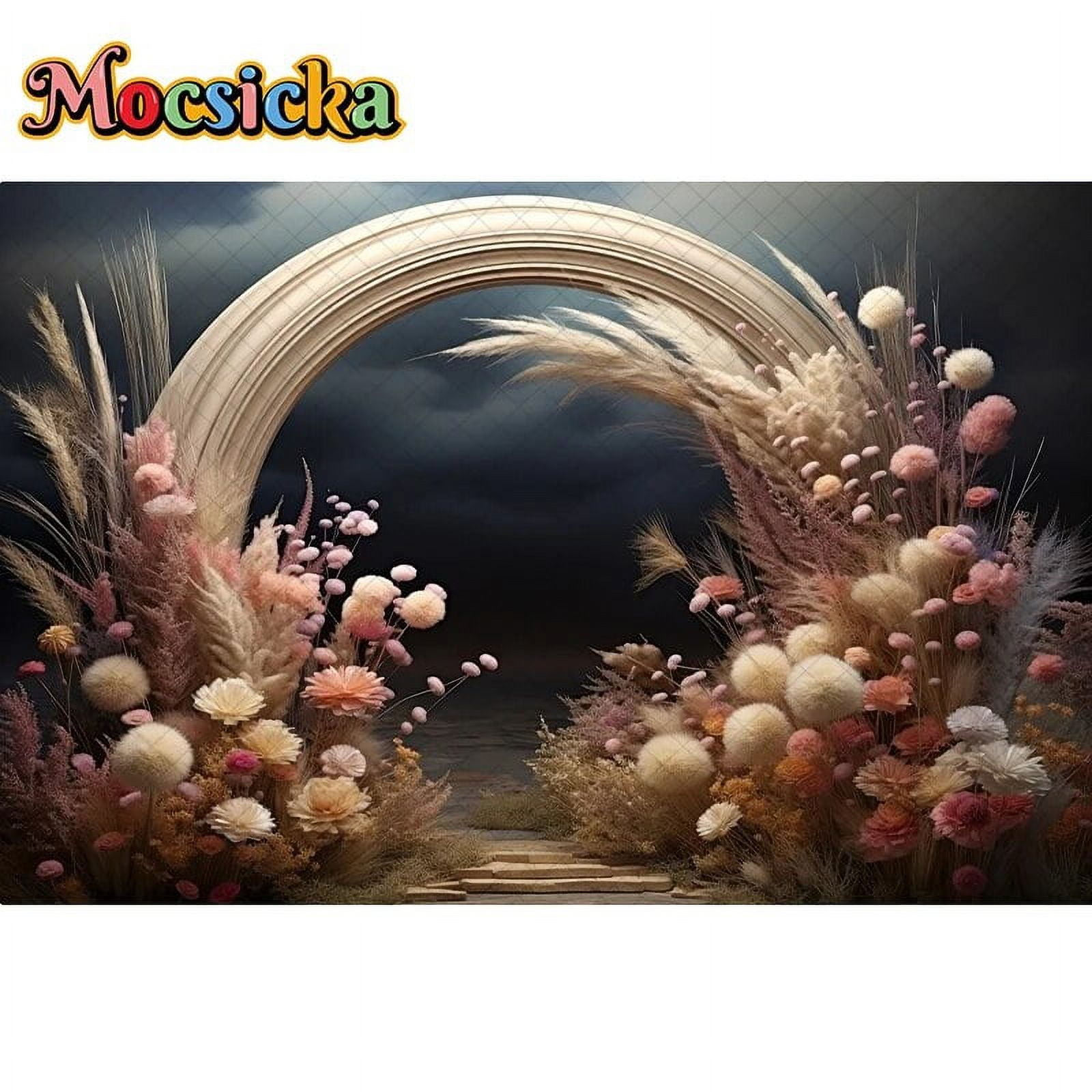 Bohemian Kids Photography Backdrop Fall Wheat Spring Floral Arch Decor ...