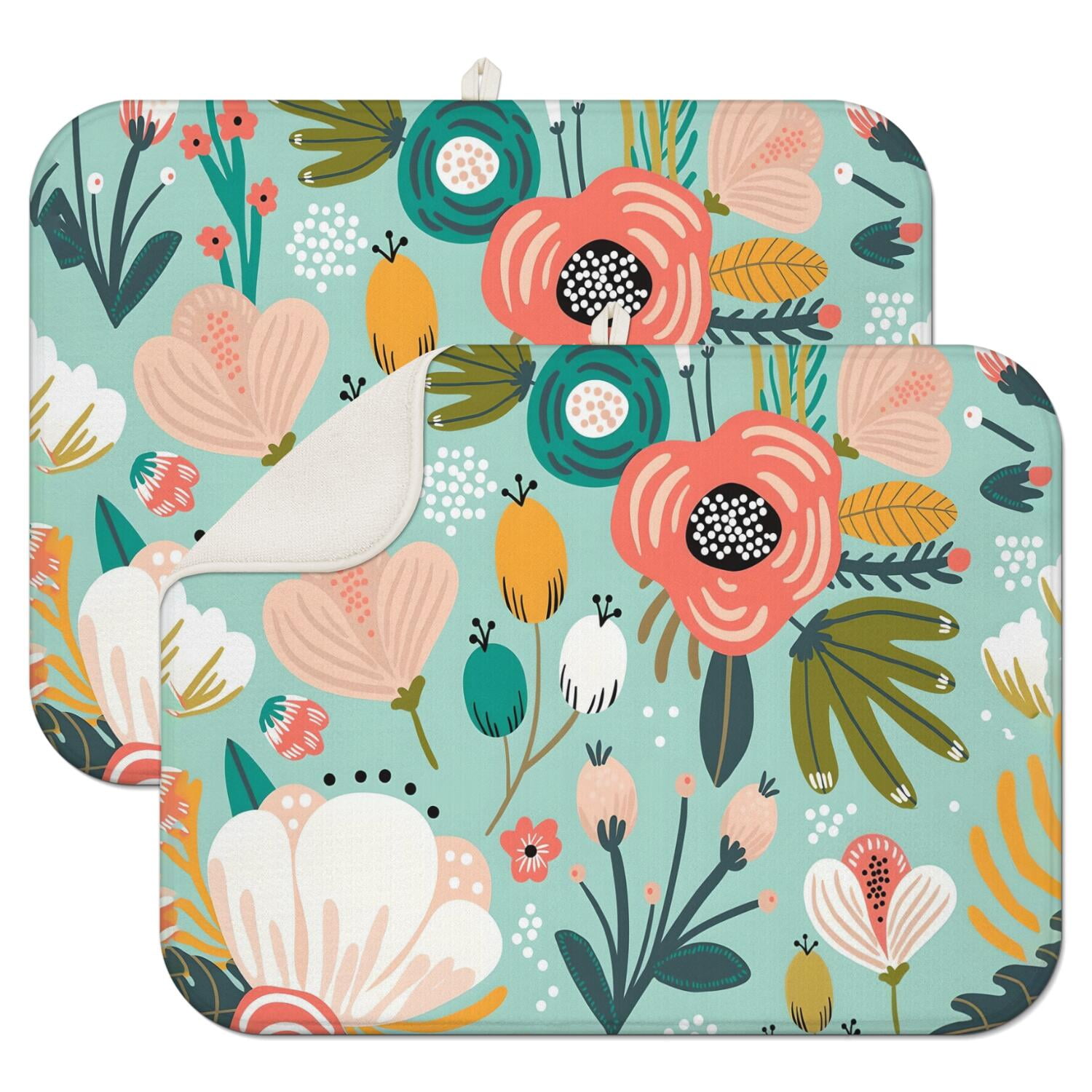 Bohemian Kitchen Coffee Mat Boho Microfiber Dish Drying Pad Retro ...