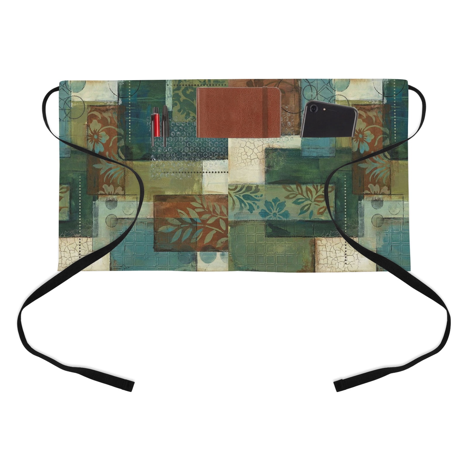 Bohemian Kitchen Restaurant Half Waist Apron, Vintage Floral Texture ...