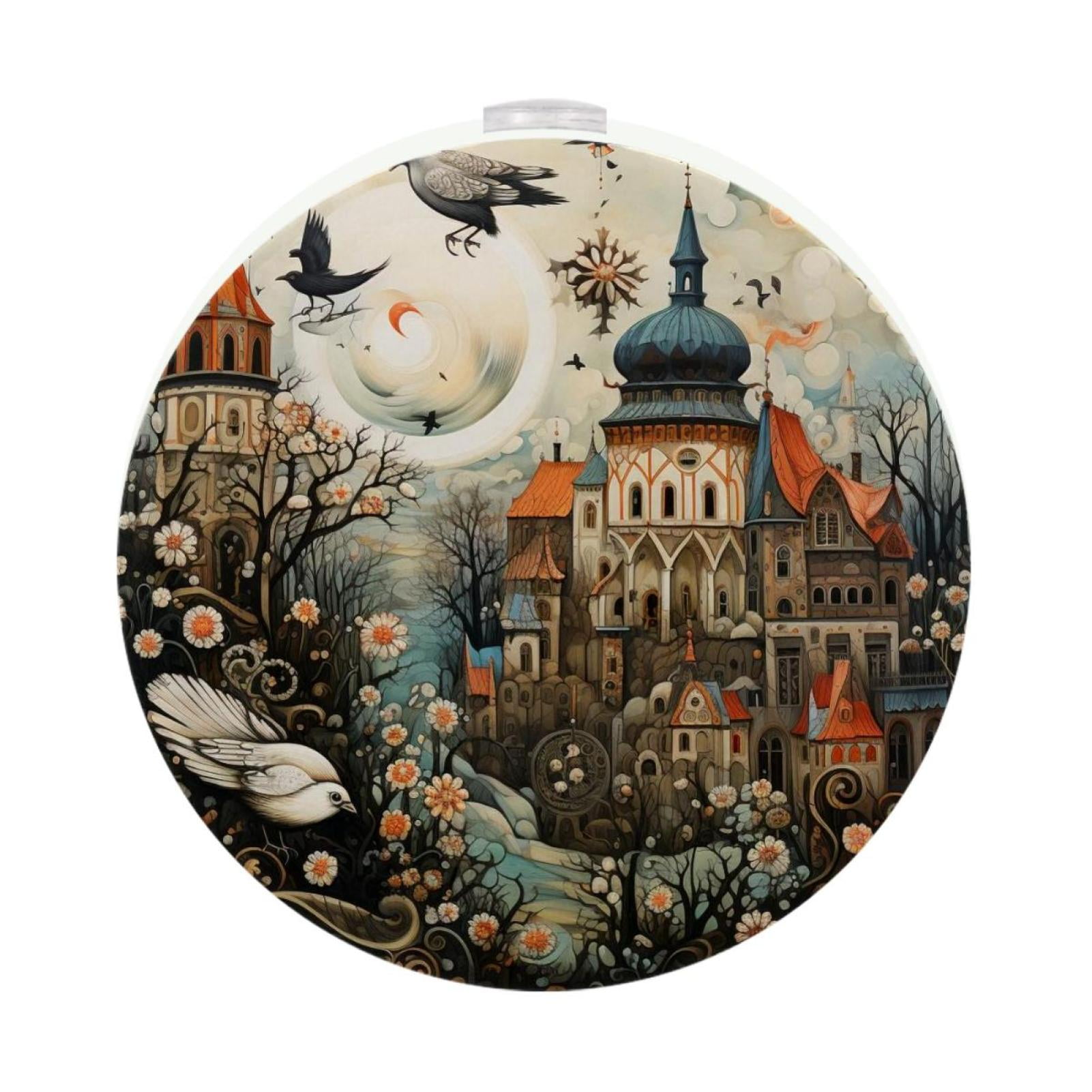 Bohemian LED Round Night Light - 2 Pack, Plug-in Motion Sensor Wall ...