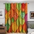 Bohemian Leaf Curtains for Living Room, Abstract Orange Green Pattern ...