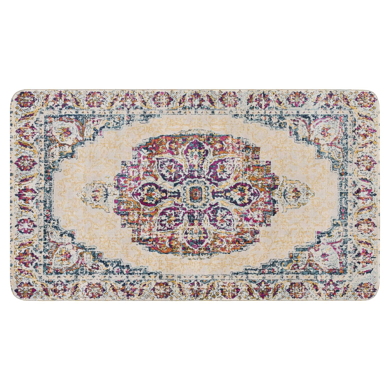 Bohemian Light Blue Carpet Pattern Linen National Design Farmhouse Door ...