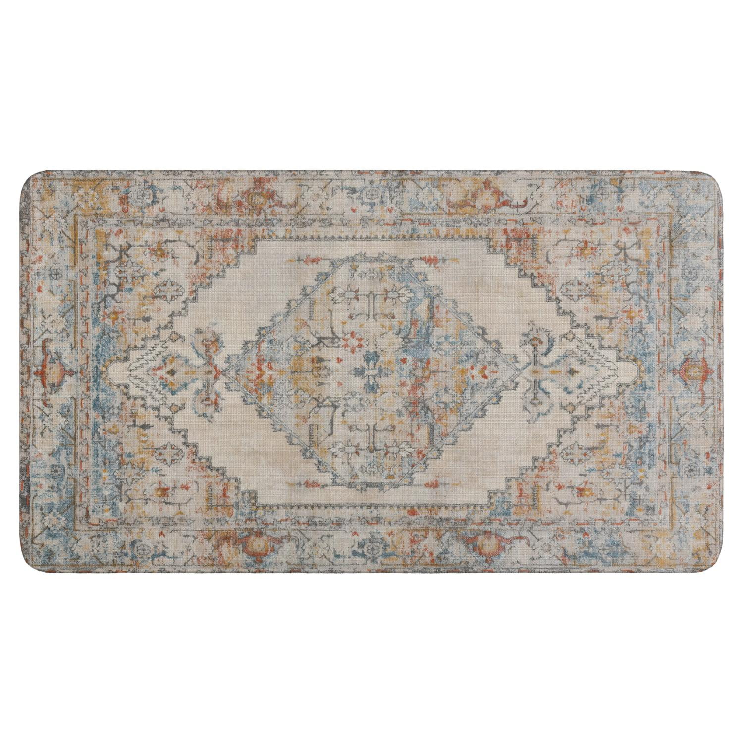 Bohemian Light Blue Carpet Pattern Linen National Design Farmhouse Door ...