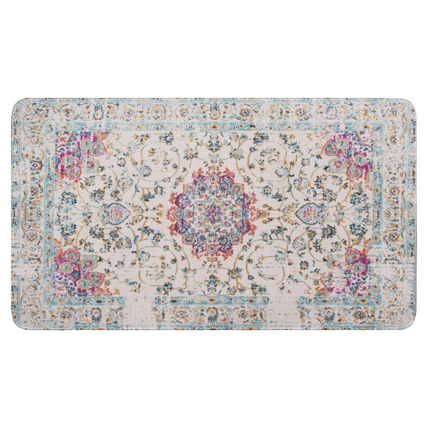 Bohemian Light Blue Carpet Pattern Linen National Design Farmhouse Door ...