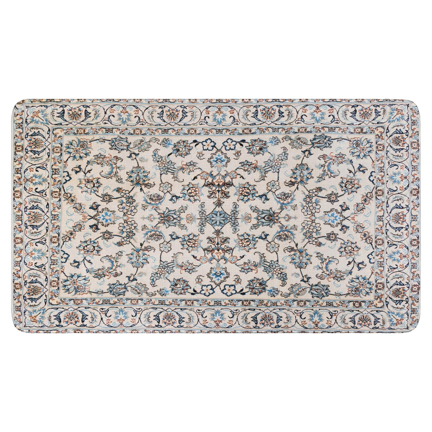 Bohemian Light Blue Carpet Pattern Linen National Design Farmhouse Door ...