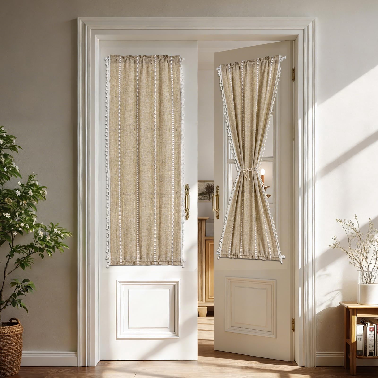 Bohemian Light Filtering Door Curtains Natural 50"W x 72"L (Pack of 1 ...