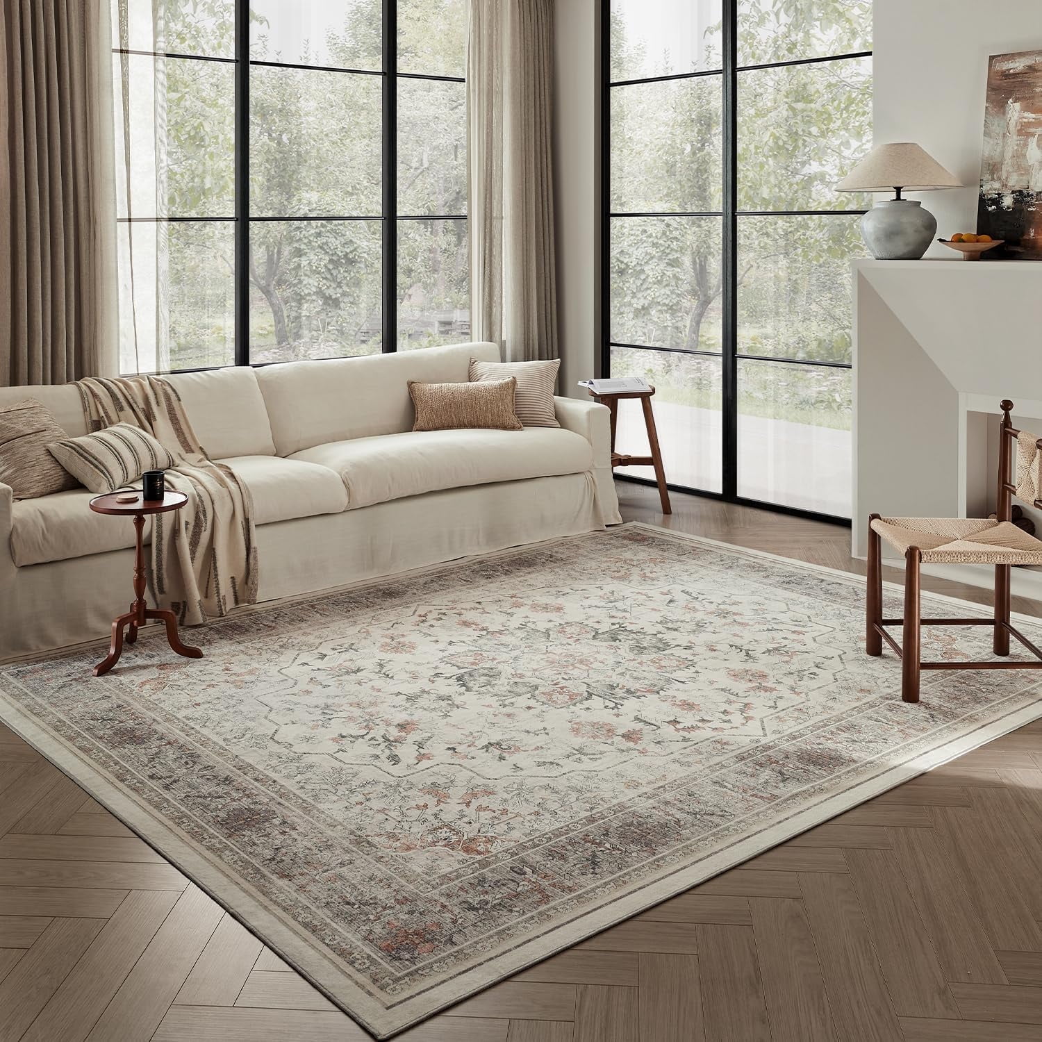 Bohemian Vintage Lightweight Foldable Area Rug, 6x9, Waterproof, Non ...