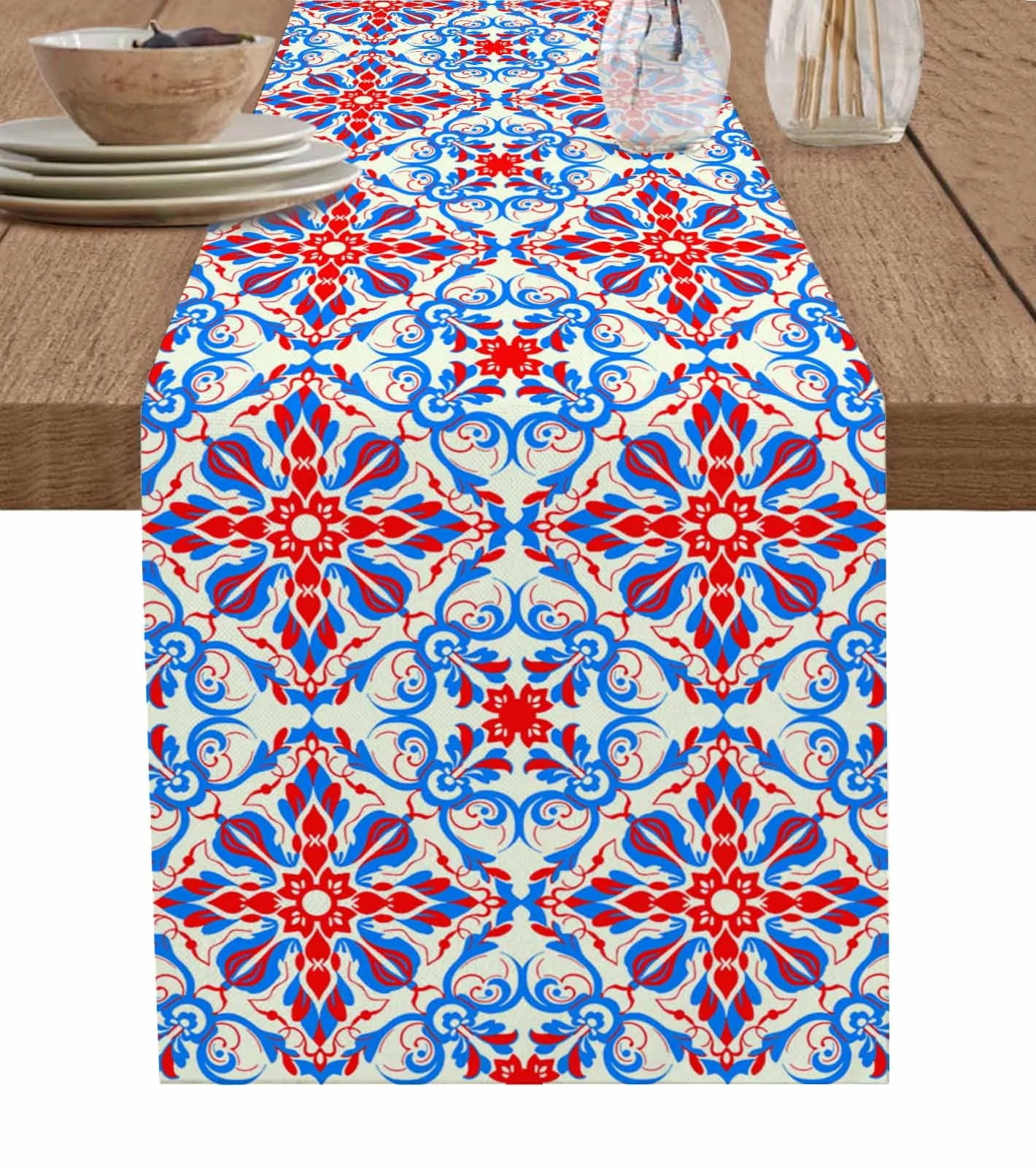 Bohemian Lines Floral Texture Table Runner Luxury Wedding Decor Table ...