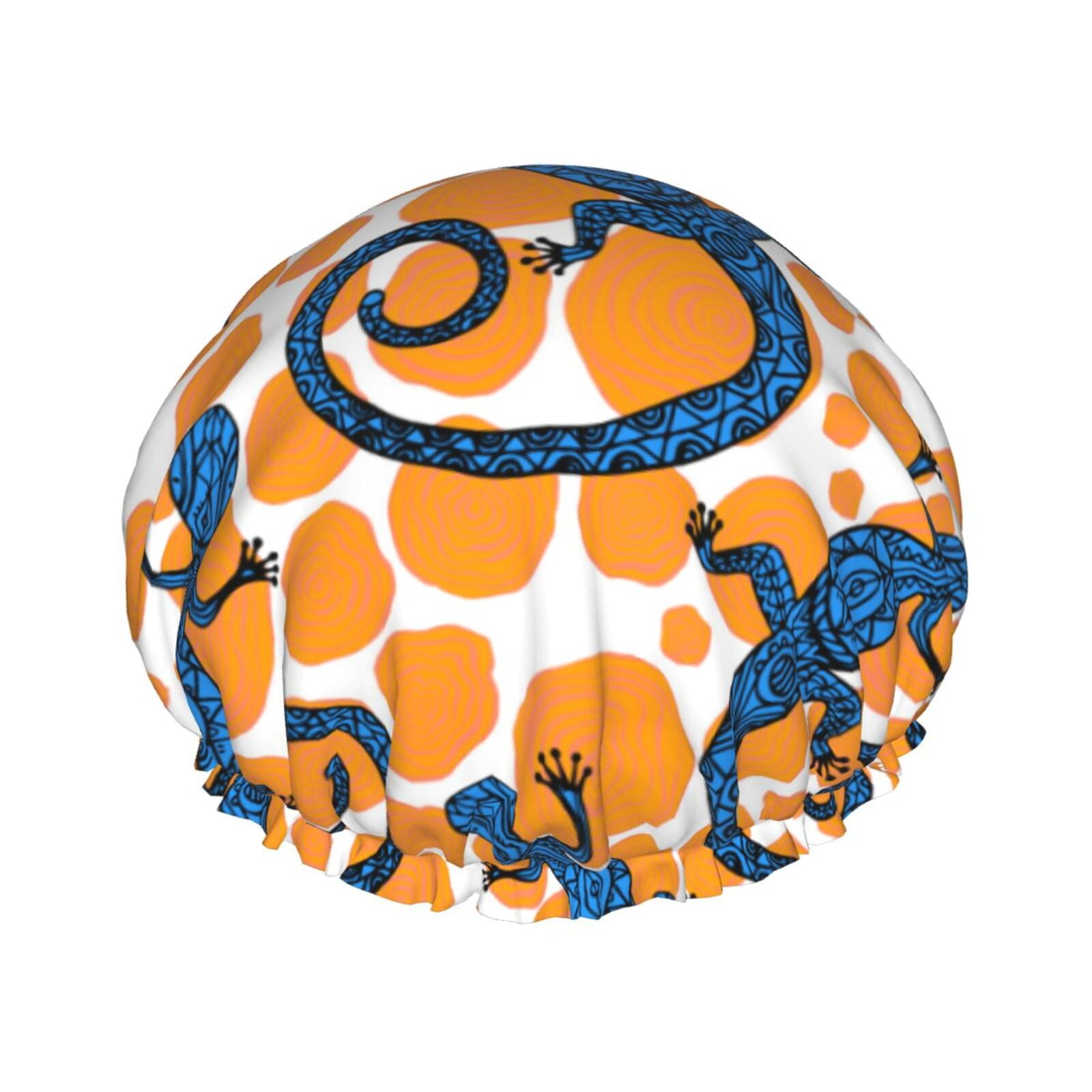Bohemian Lines Gecko Lizards Shower Cap for Women, Double Waterproof ...