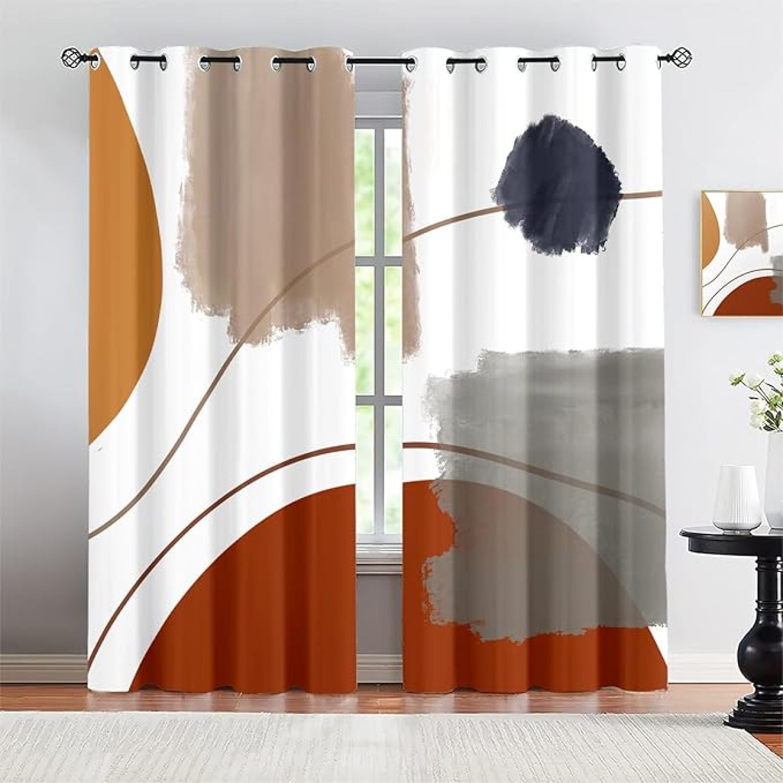 Bohemian Living Room Blackout Curtains, Retro Geometric Print Curtains ...
