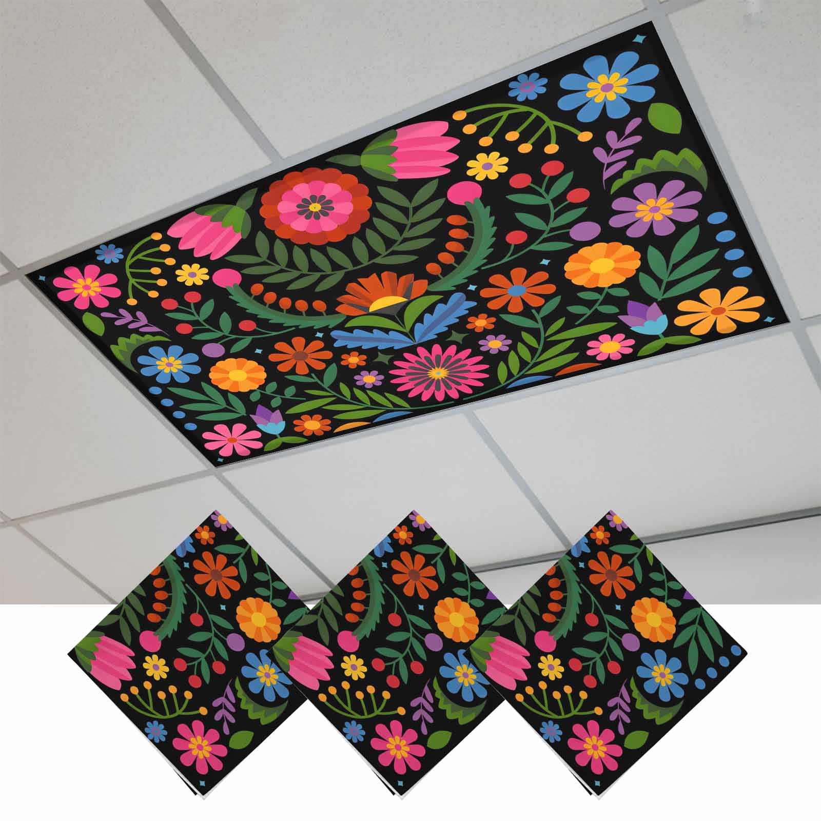 Bohemian Magnetic Fluorescent Light Covers for Ceiling Lights 2x4Ft ...
