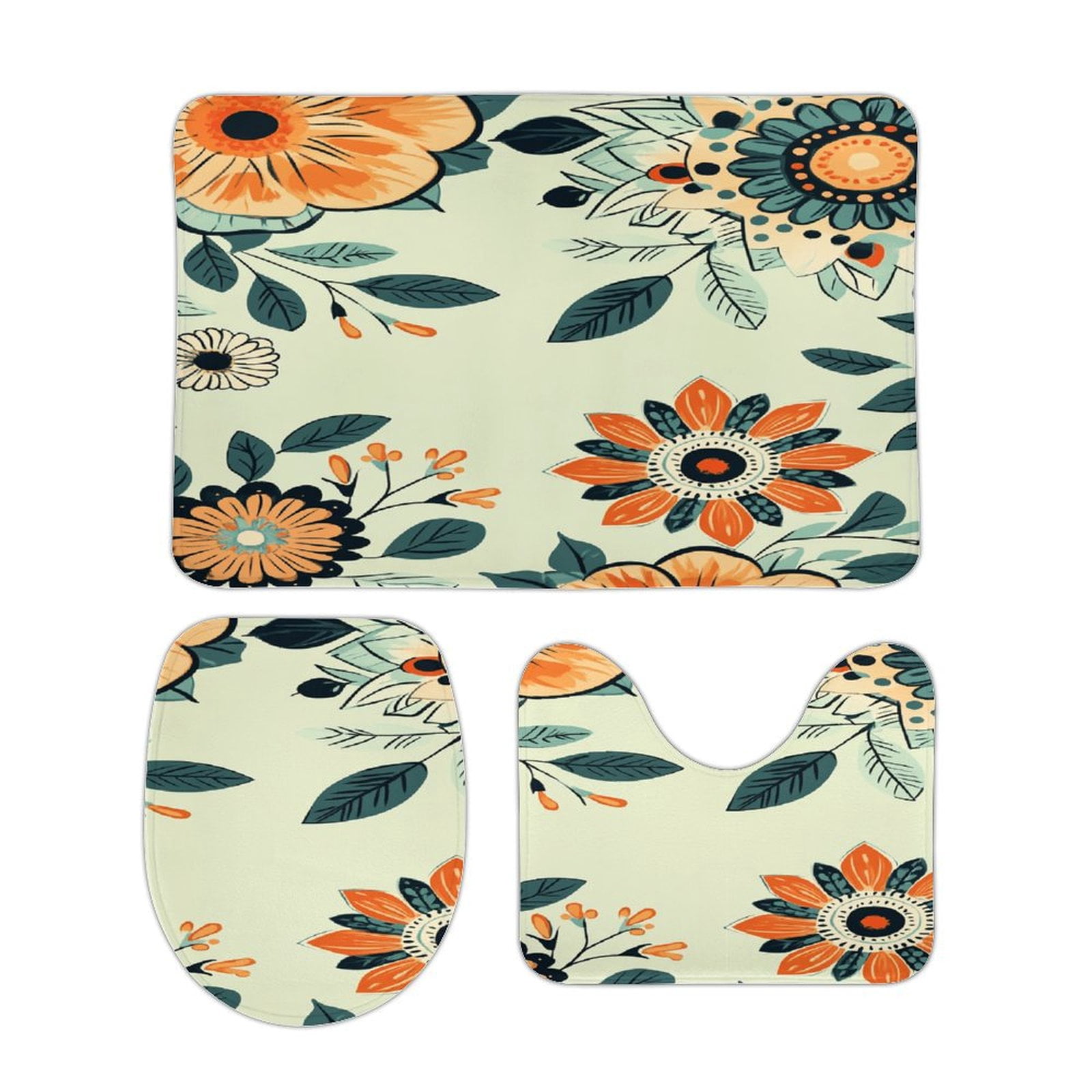 Bohemian Mandala (113) Bathroom Mats Set 3-piece Bath Mats , Washable ...