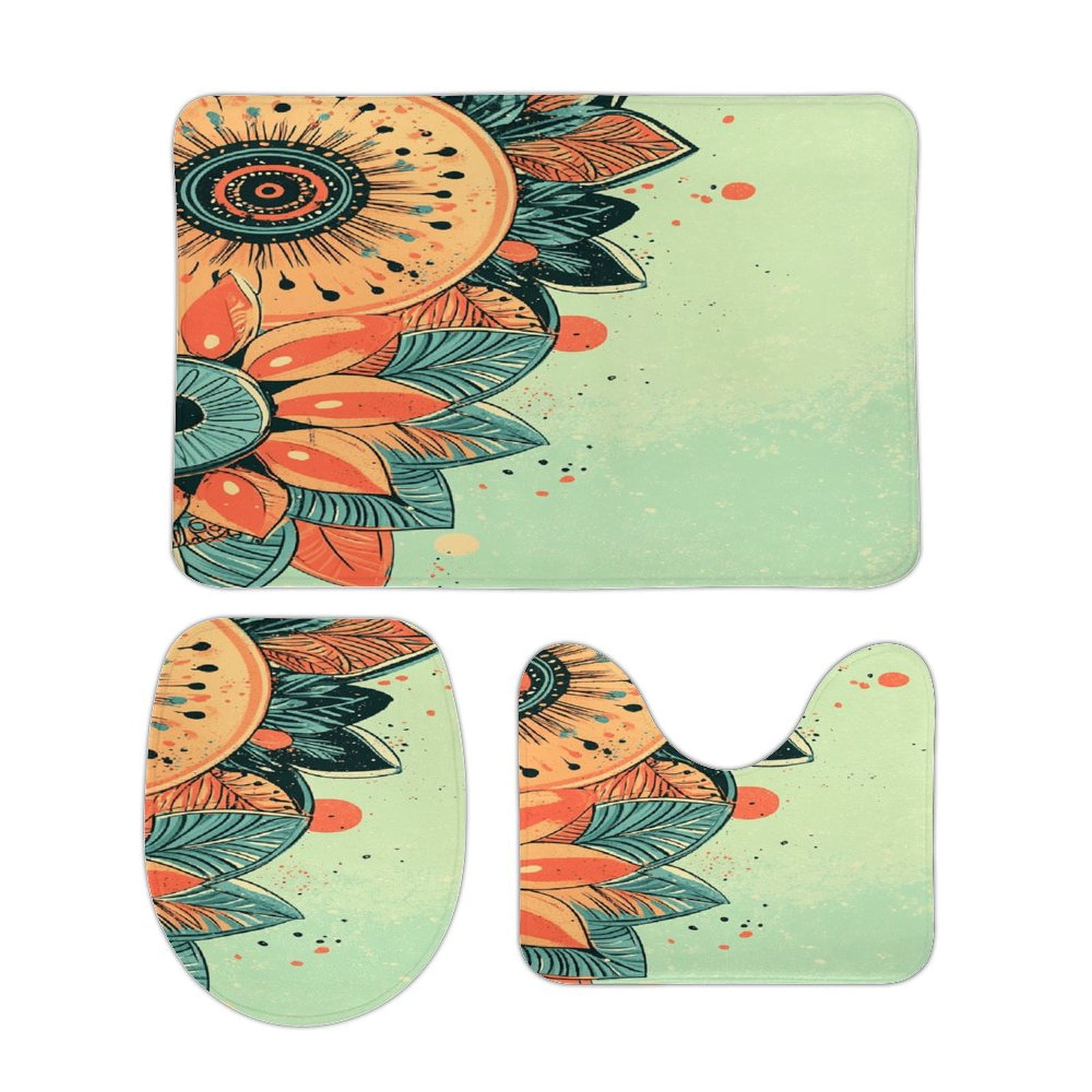 Bohemian Mandala (118) Bathroom Mats Set 3-piece Bath Mats , Washable ...