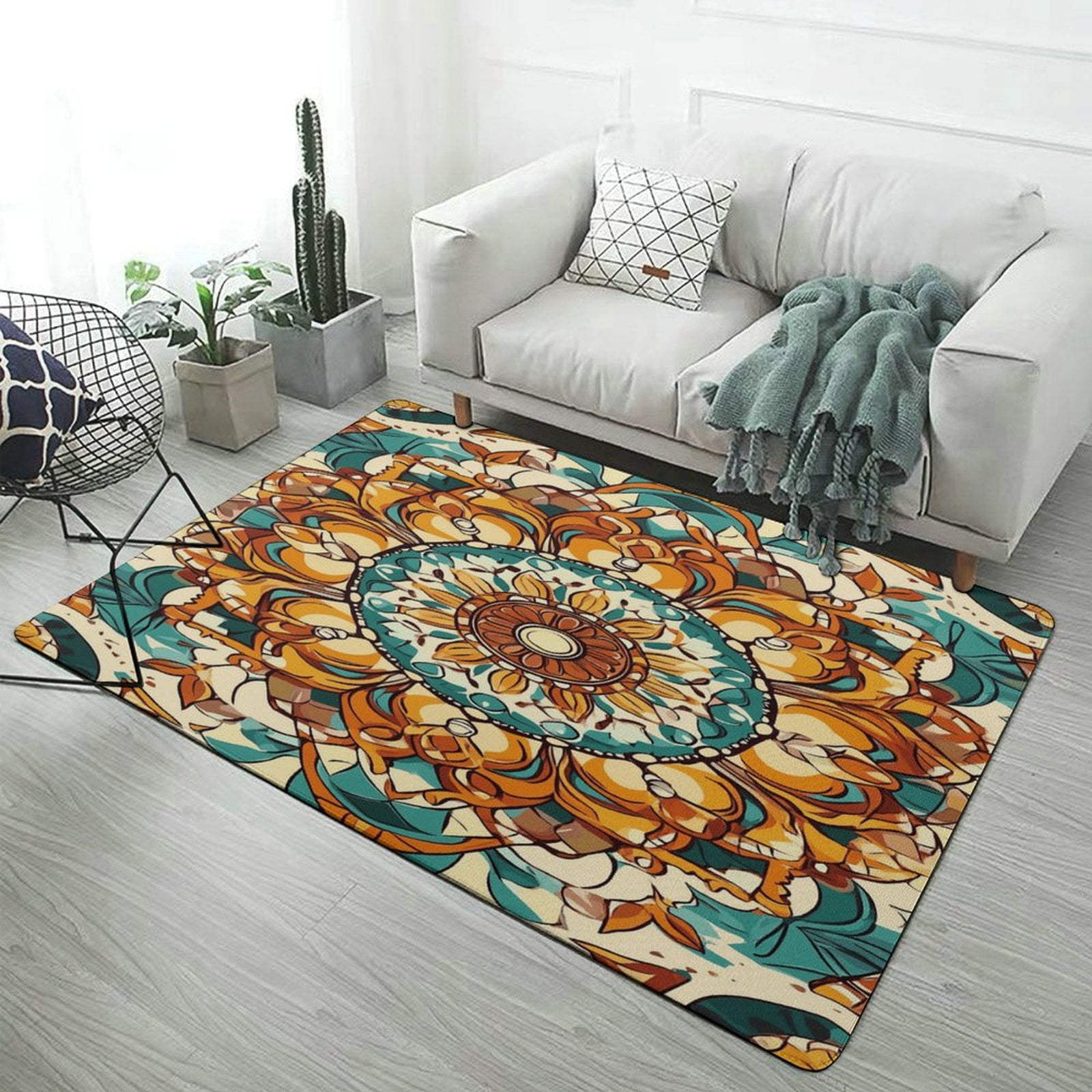 Bohemian Mandala (20) Carpet Style Living Room Bedroom Rug Modern 3d ...