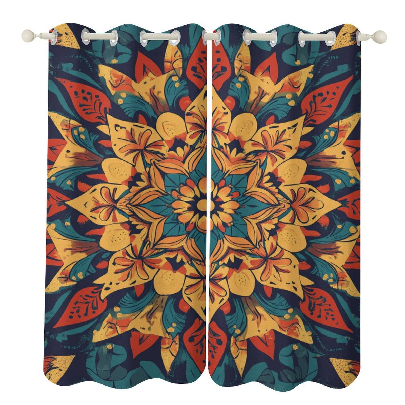 Bohemian Mandala (4) Luxury Window Curtains Blinds for Living Room Kids ...