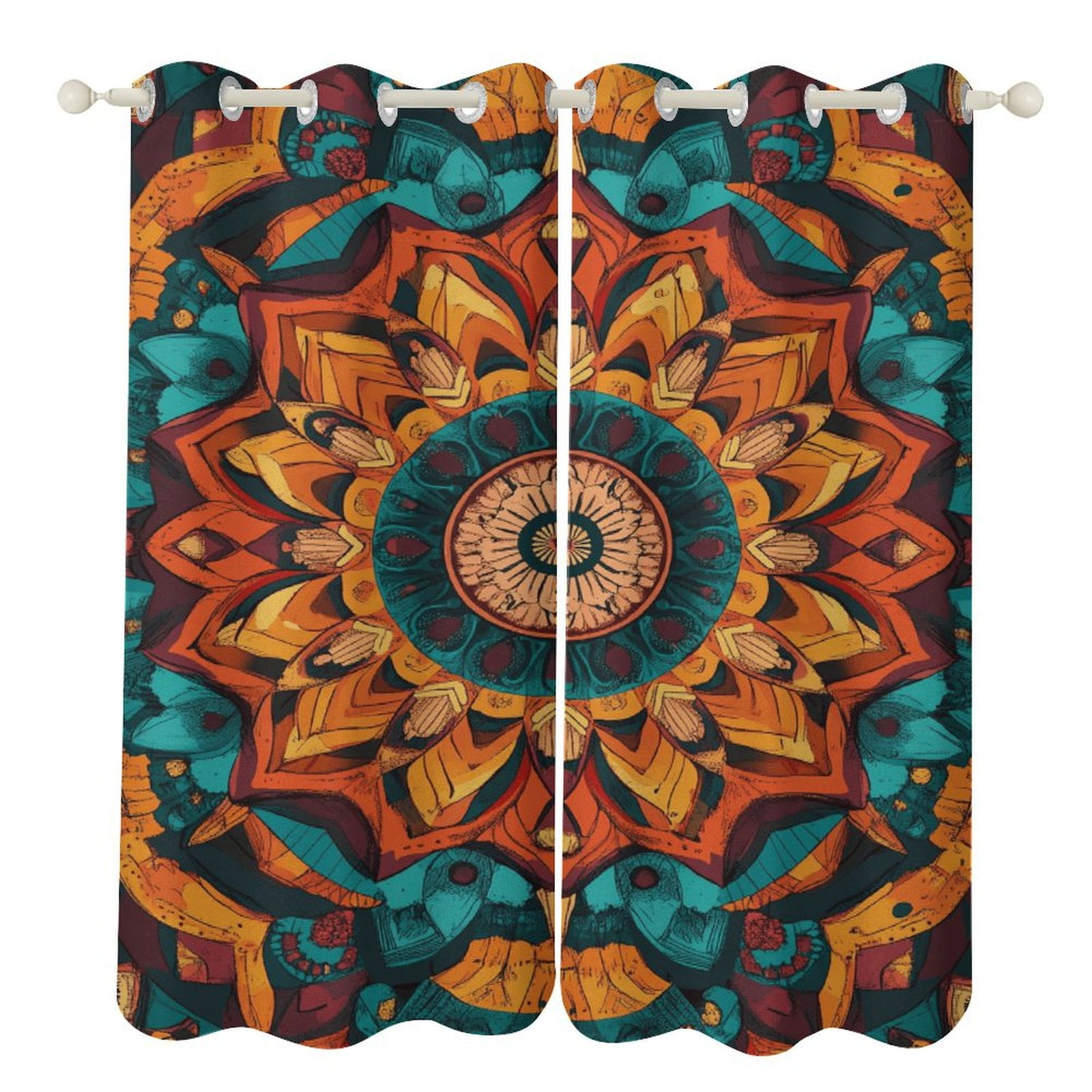 Bohemian Mandala (41) 2 Panels 3D Printing Pattern Curtain for Bedroom ...
