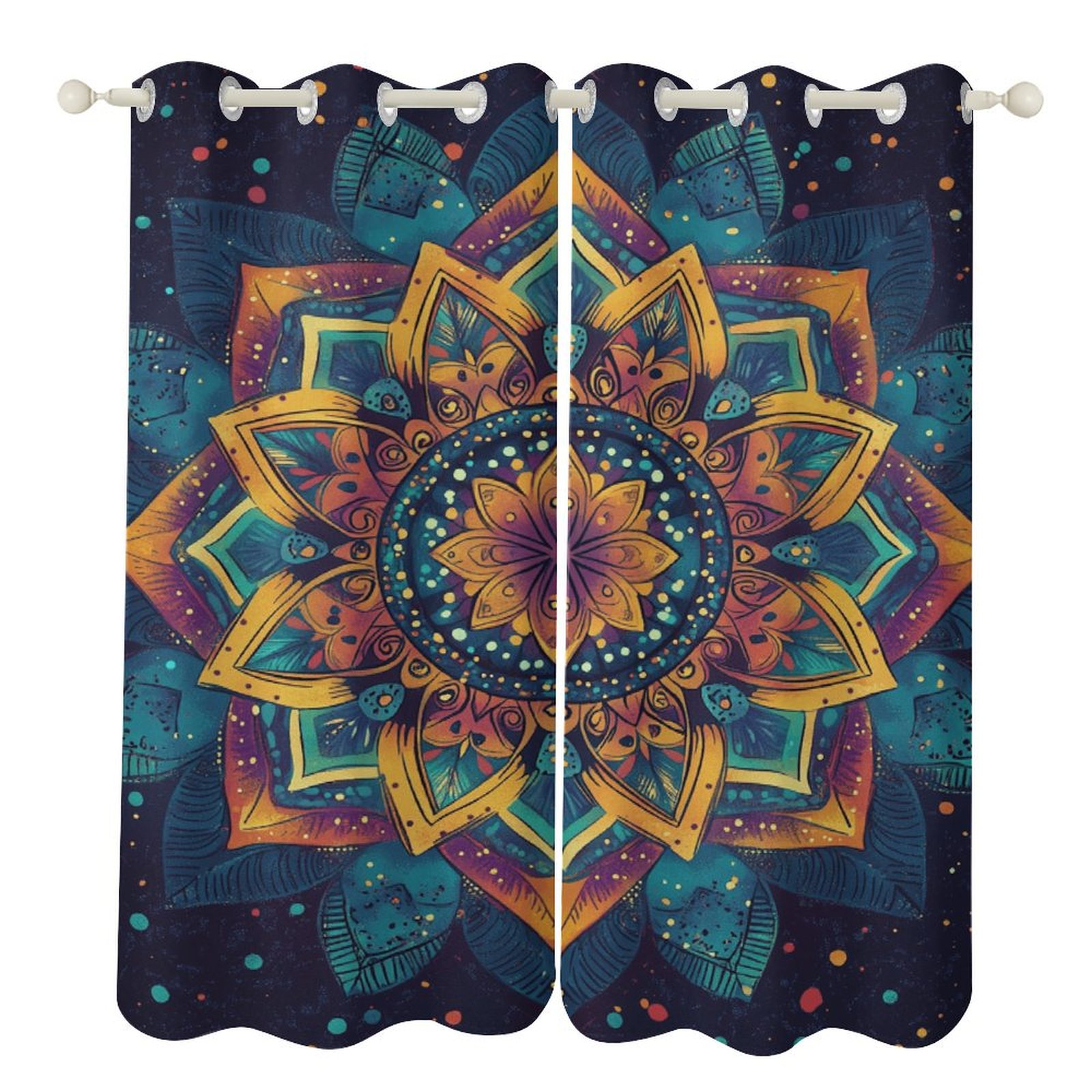 Bohemian Mandala (46) 2 Panels Curtains for Bedroom Living Room Drapes ...