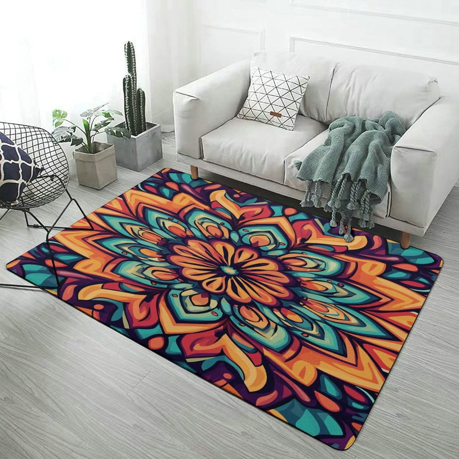 Bohemian Mandala (55) Carpet Style Living Room Bedroom Rug Modern 3d ...