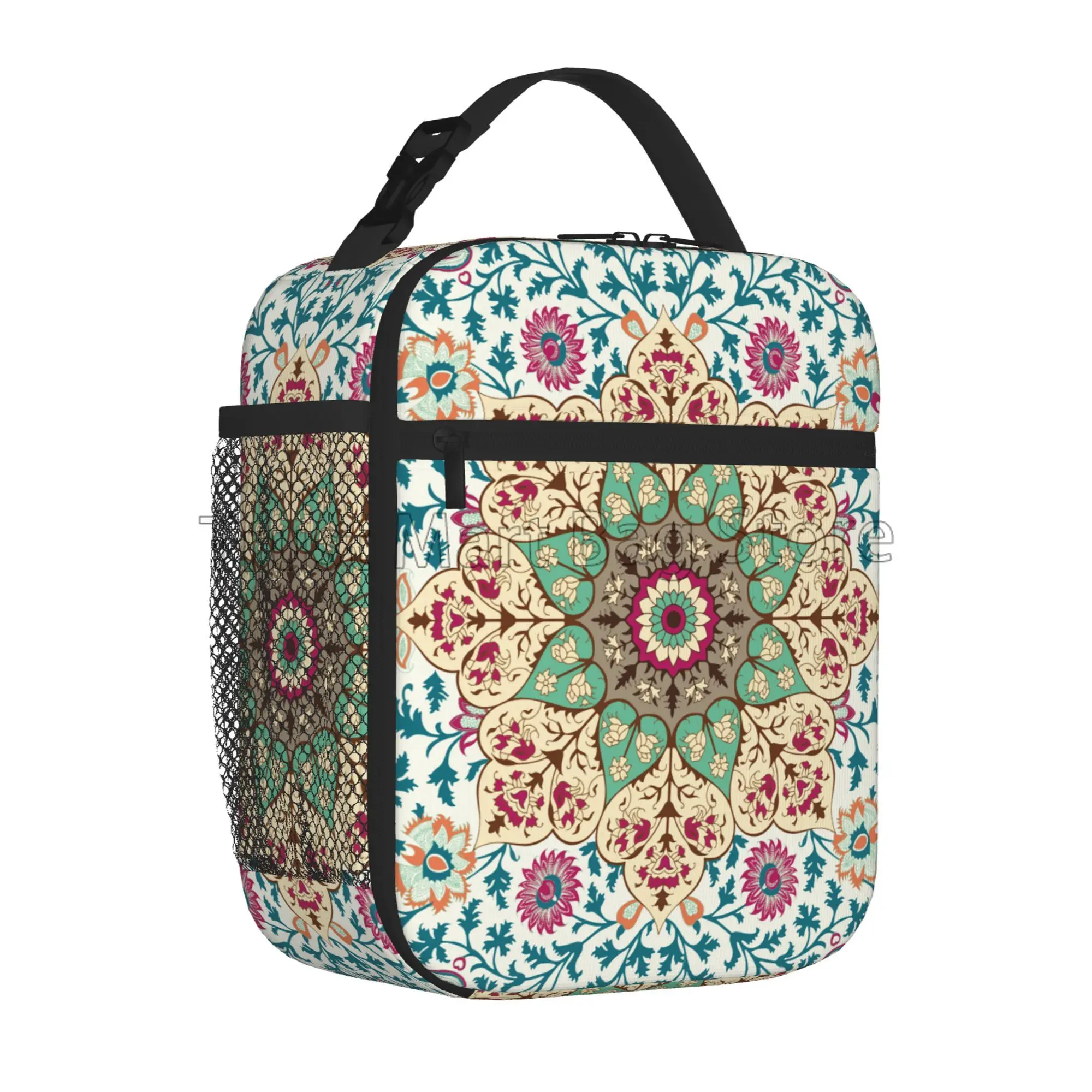 Bohemian Mandala Art Print Insulated Lunch Bag with Side Pocket ...