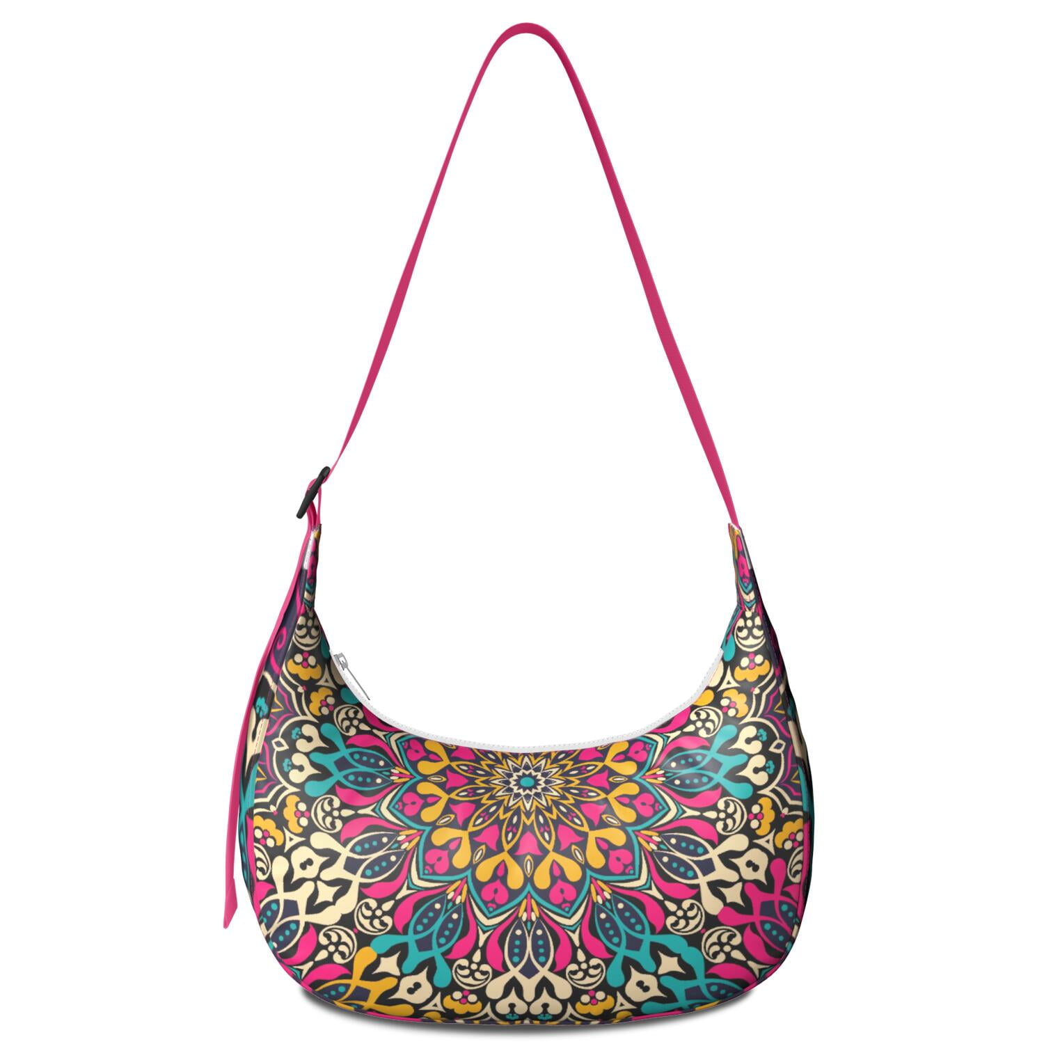 Bohemian Mandala Crescent Purse Healing Meditation Crossbody Bag with ...