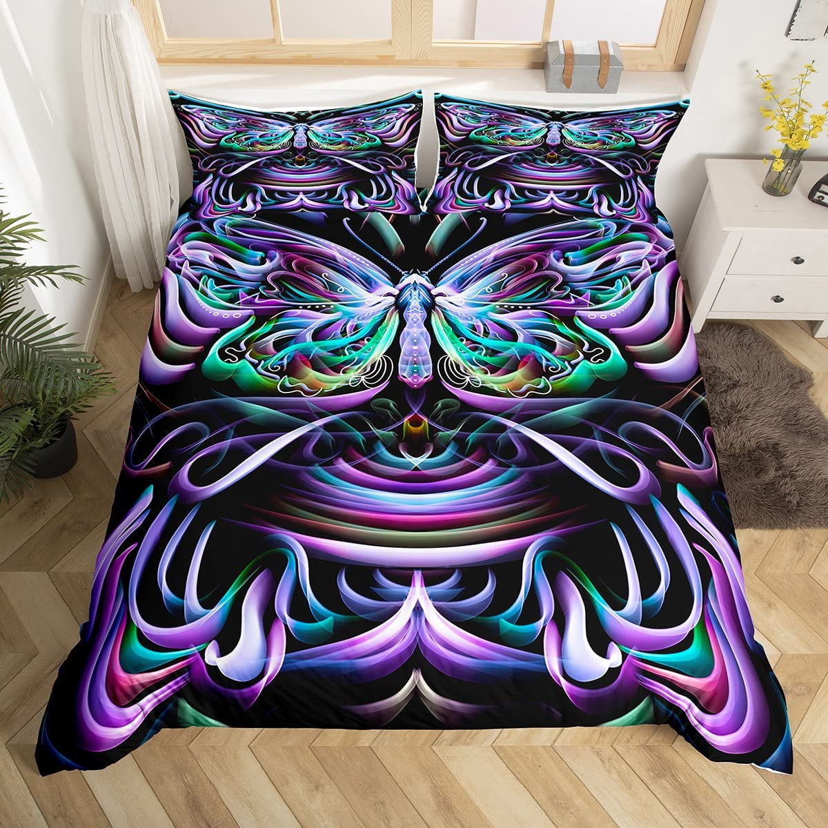 Bohemian Mandala Duvet Cover Set Dreamy Lotus Bedding Set Exotic Floral ...