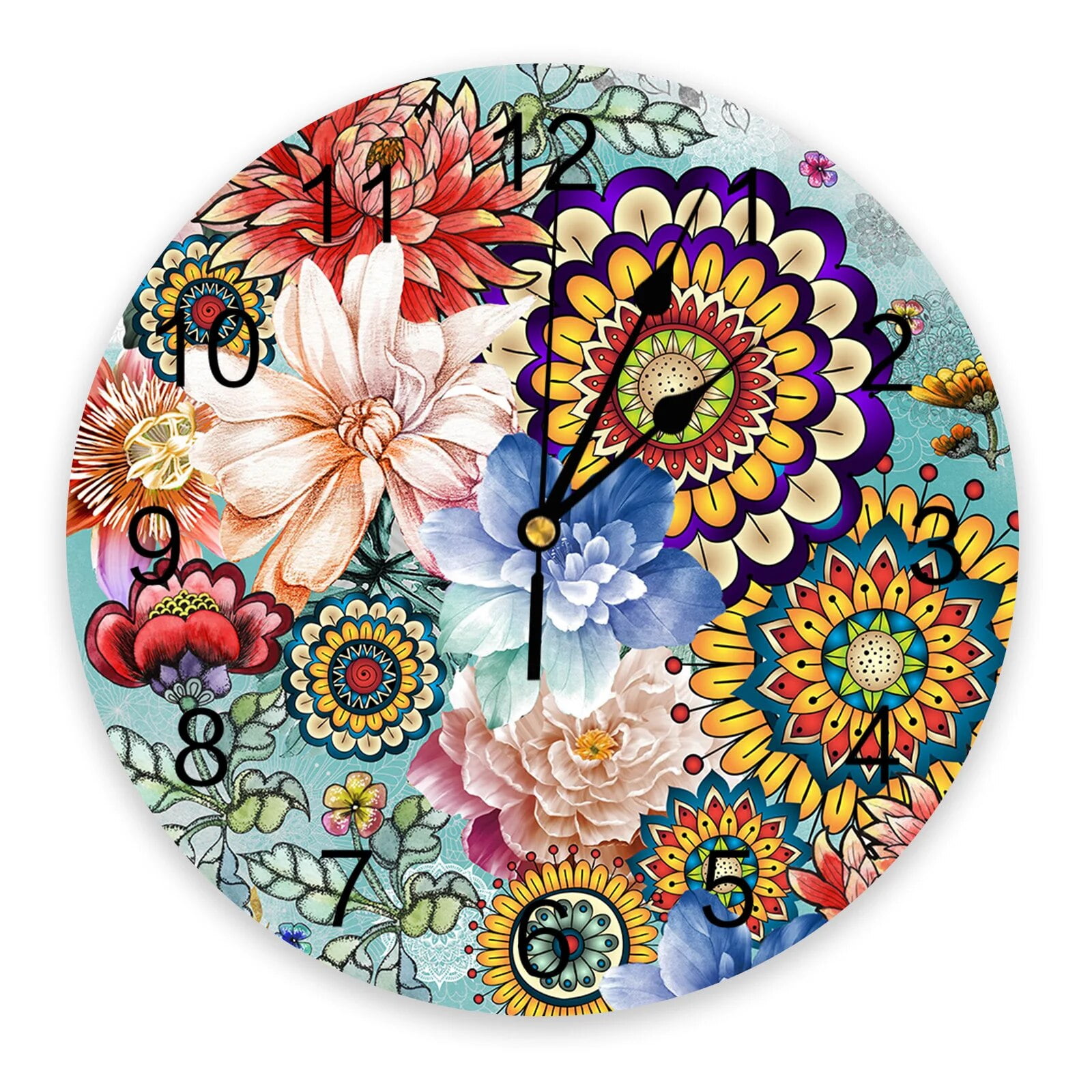 Bohemian Mandala Flower Clocks Wall Home Decor Modern Kitchen Room ...