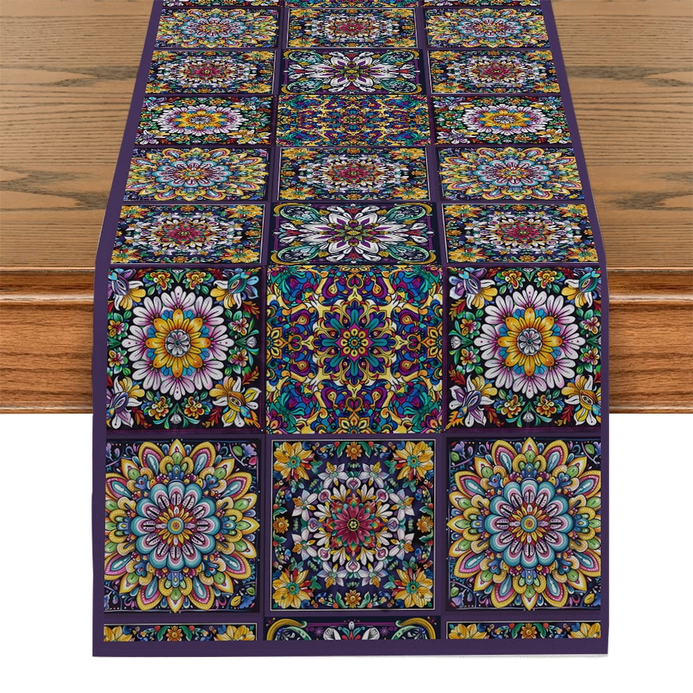 Bohemian Mandala Flower Geometry Ethnic Wind Table Runner Polyester ...