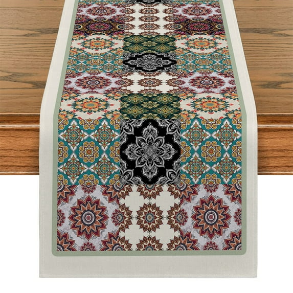 Bohemian Mandala Flower Geometry Ethnic Wind Table Runner Polyester ...