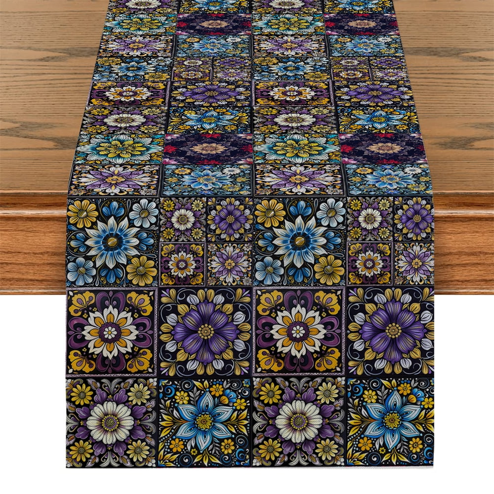 Bohemian Mandala Flower Geometry Ethnic Wind Table Runner Polyester ...