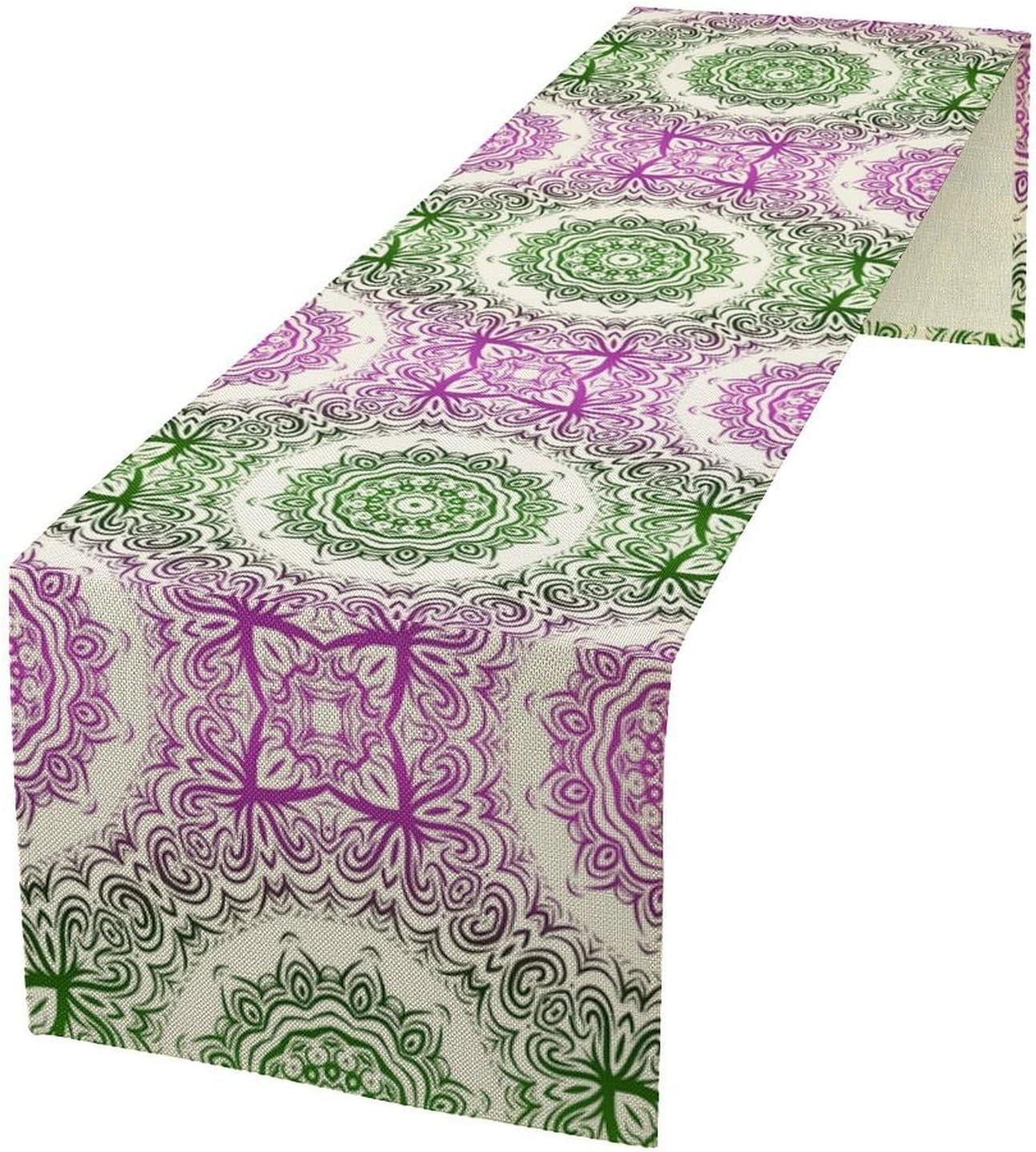 Bohemian Mandala Flower Table Runner Vintage Ethnic Abstract Floral ...