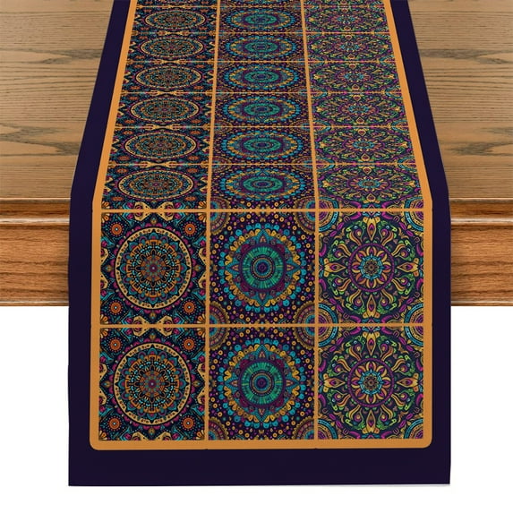 Bohemian Mandala Geometric Ethnic Wind Table Runner Kitchen Dining ...