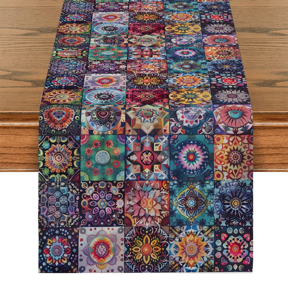 Bohemian Mandala Geometry Table Runner Wedding ration Cloth Dining r ...