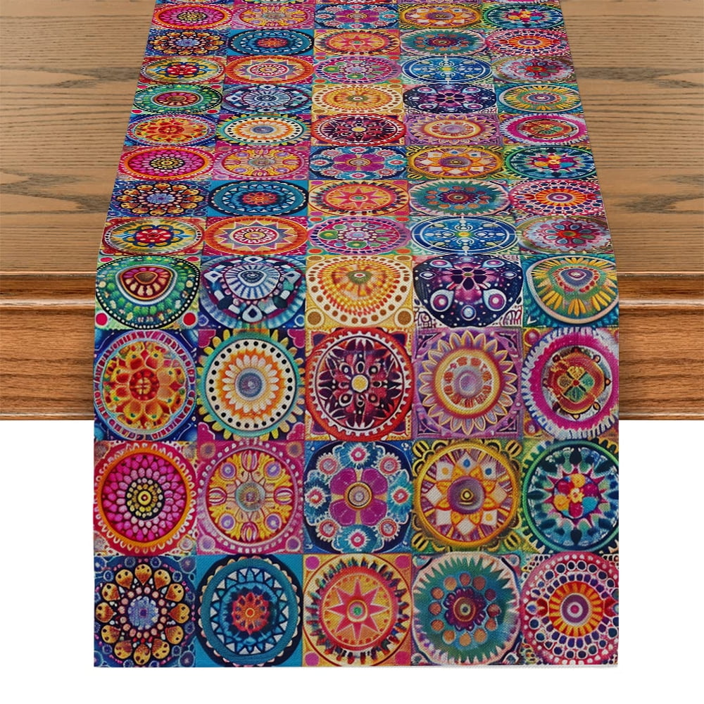 Bohemian Mandala Geometry Table Runner Wedding ration Cloth Dining r ...