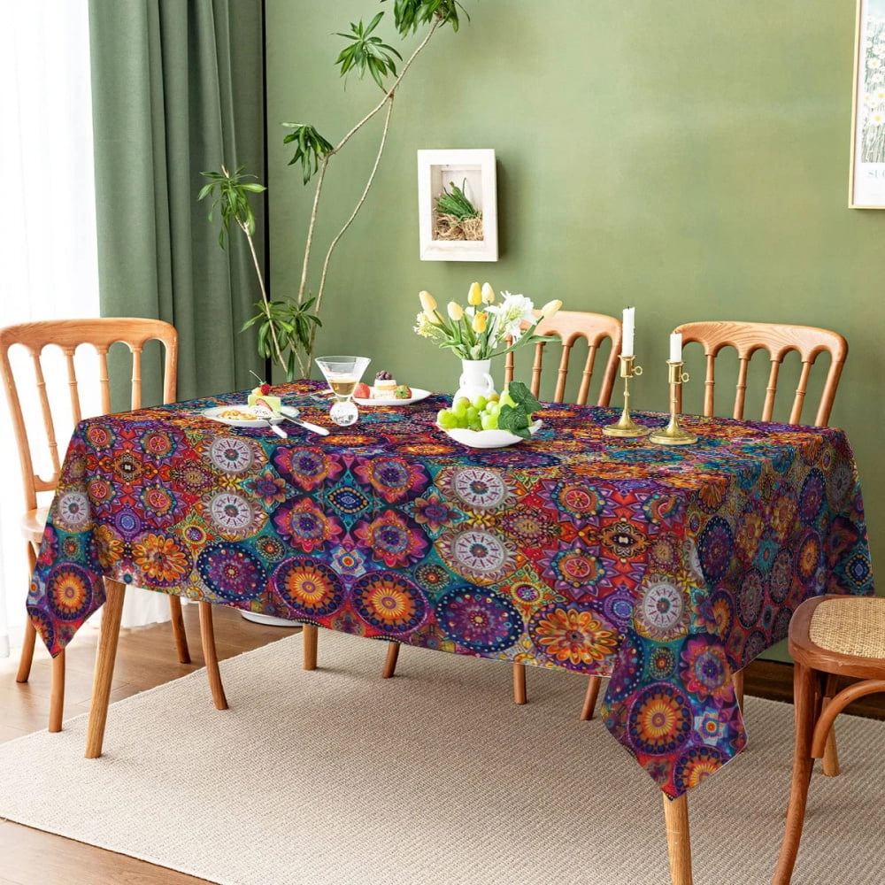 Bohemian Mandala Geometry Washable TableCloth for Wedding Party Dining ...