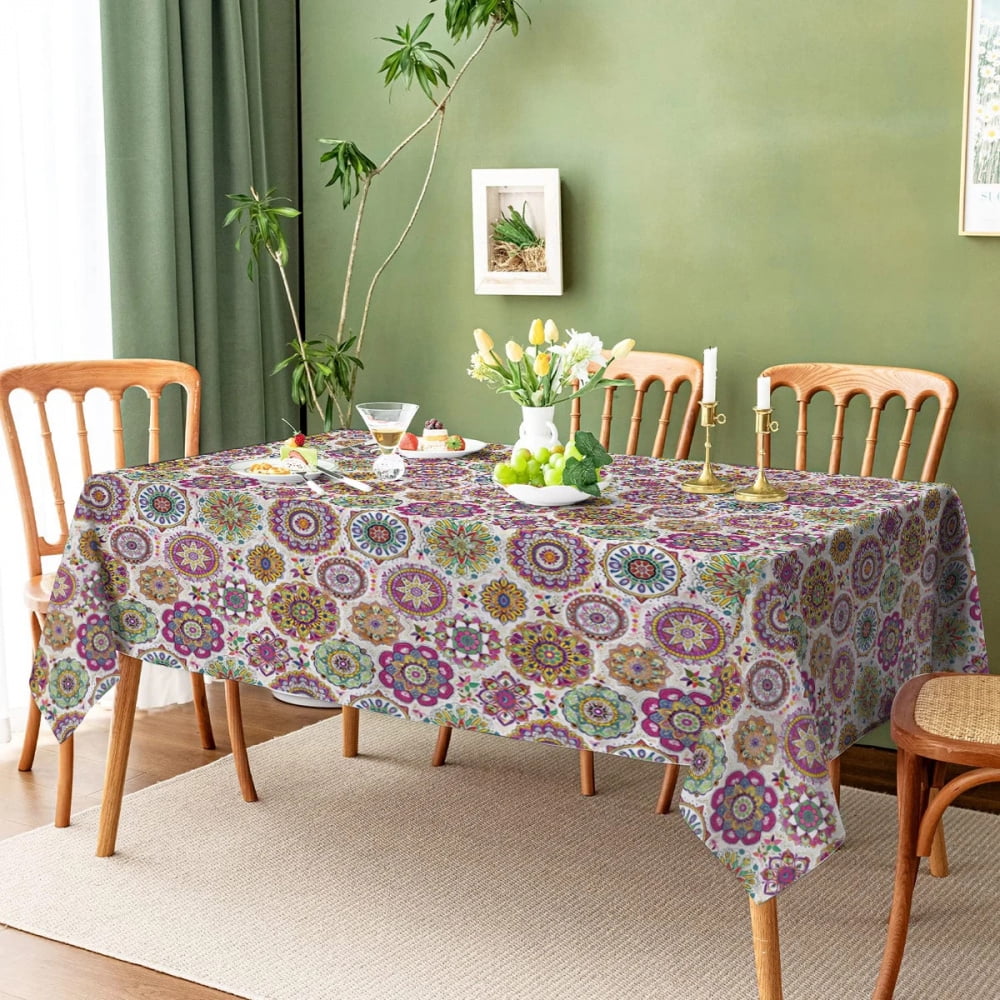 Bohemian Mandala Geometry Washable TableCloth for Wedding Party Dining ...