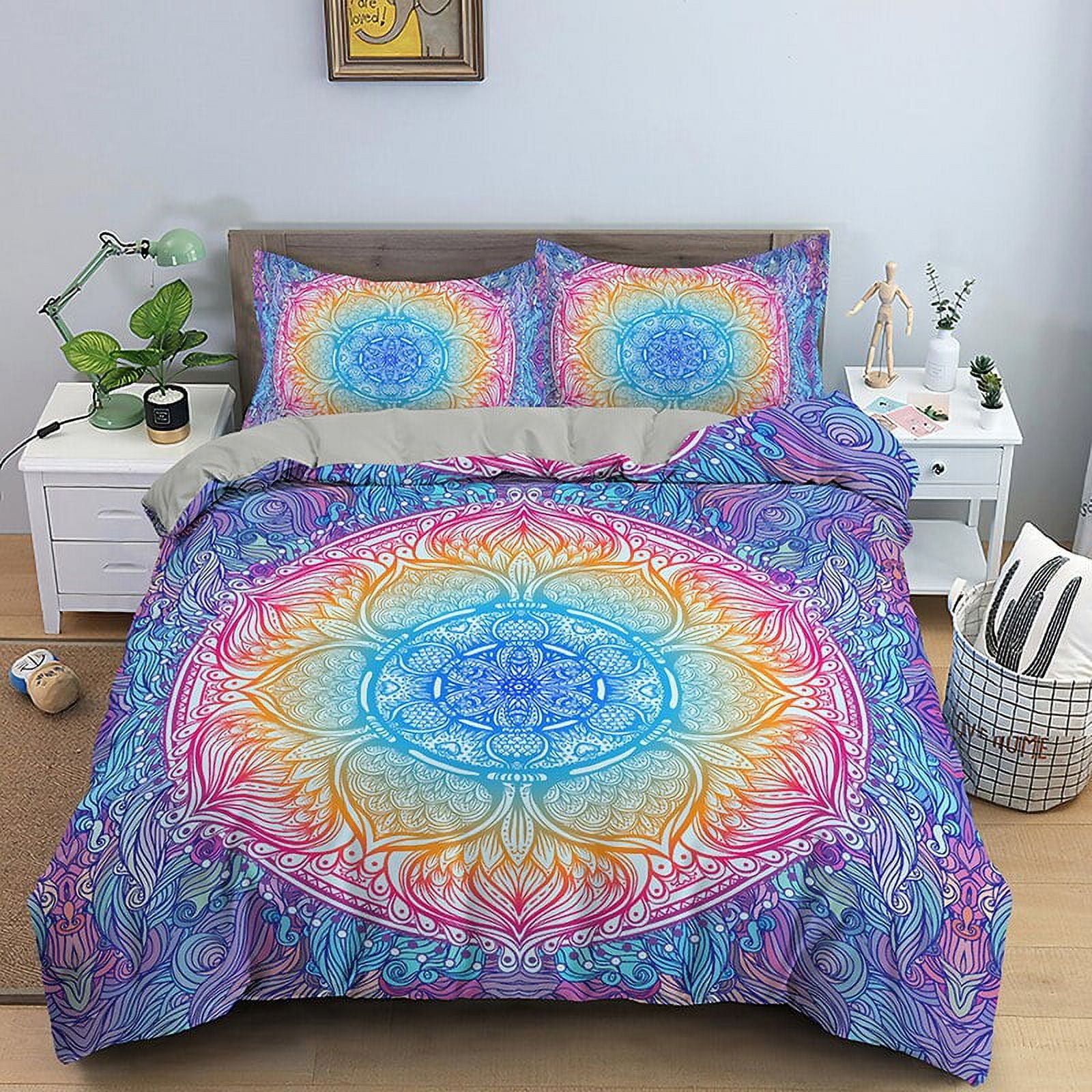 Bohemian Mandala King Duvet Cover Boho Ethnic Style Bedding Set Modern