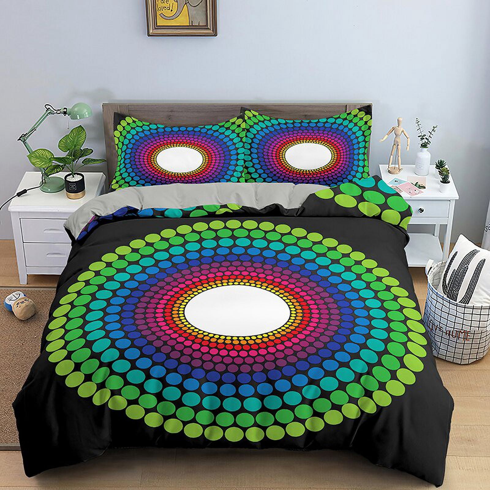 Bohemian Mandala King Duvet Cover Boho Ethnic Style Bedding Set Modern Geometric Floral Soft 2 ...