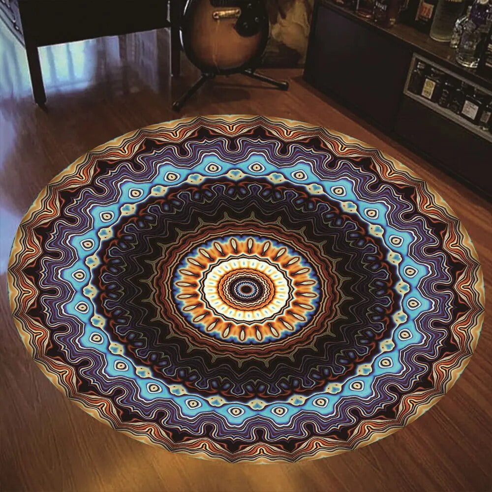 Bohemian Mandala Printed Style Round Carpet for Living Room Bedroom ...