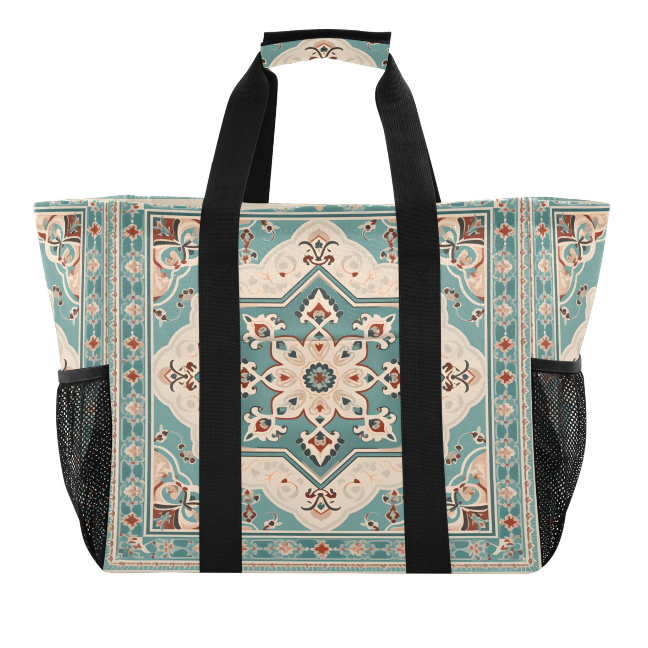 Bohemian Mandala Reusable Grocery Bags with Handle Side Pocket ...
