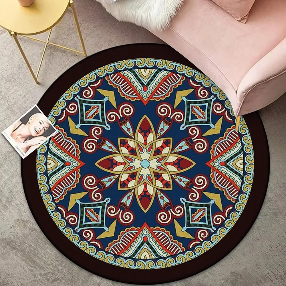 Bohemian Mandala Round Carpet Living Room Geometric Ethnic Floral ...