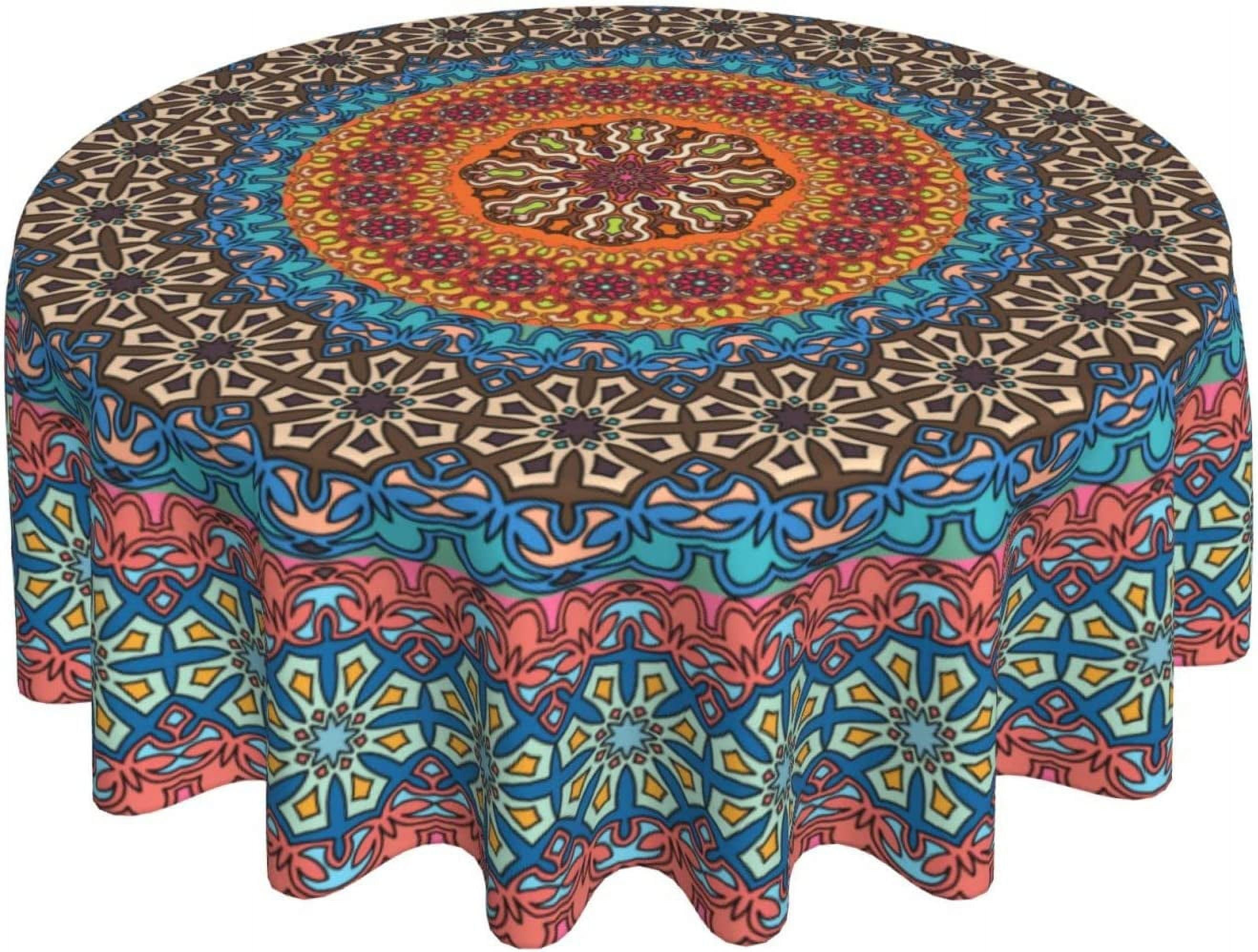 Bohemian Mandala Round Tablecloth 60 Inch Colorful Indian Boho Table ...