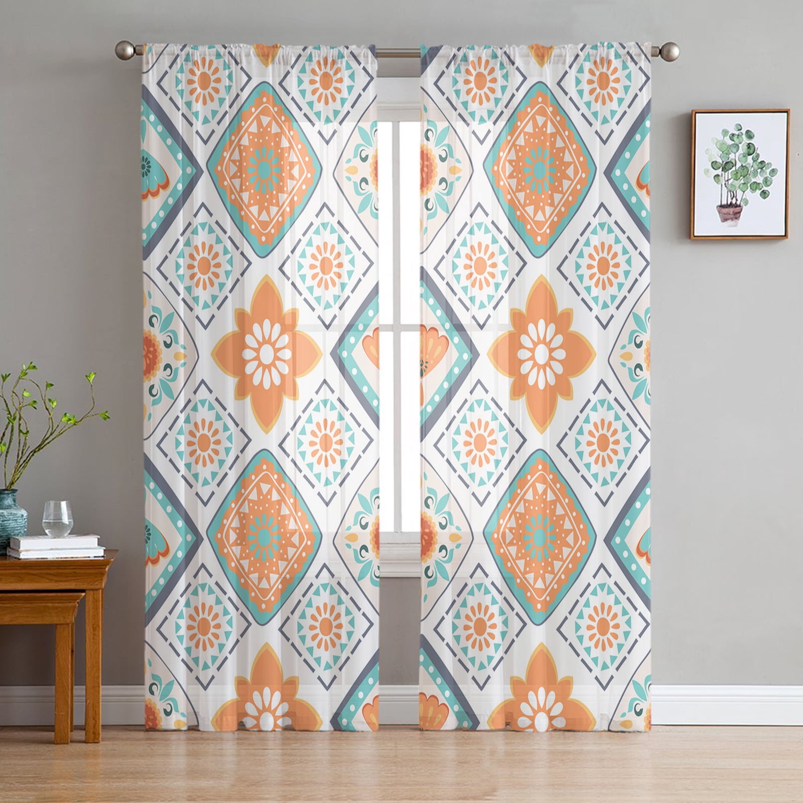 Bohemian Mandala Sheer Voile Curtains for Living Room Bedroom Exotic ...