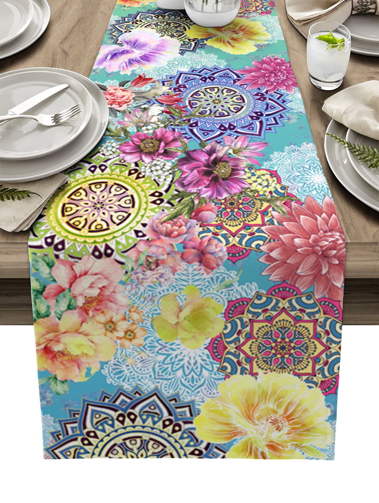 Bohemian Mandala, Table Runner - 72 Inch Long, Kitchen Dining Table ...