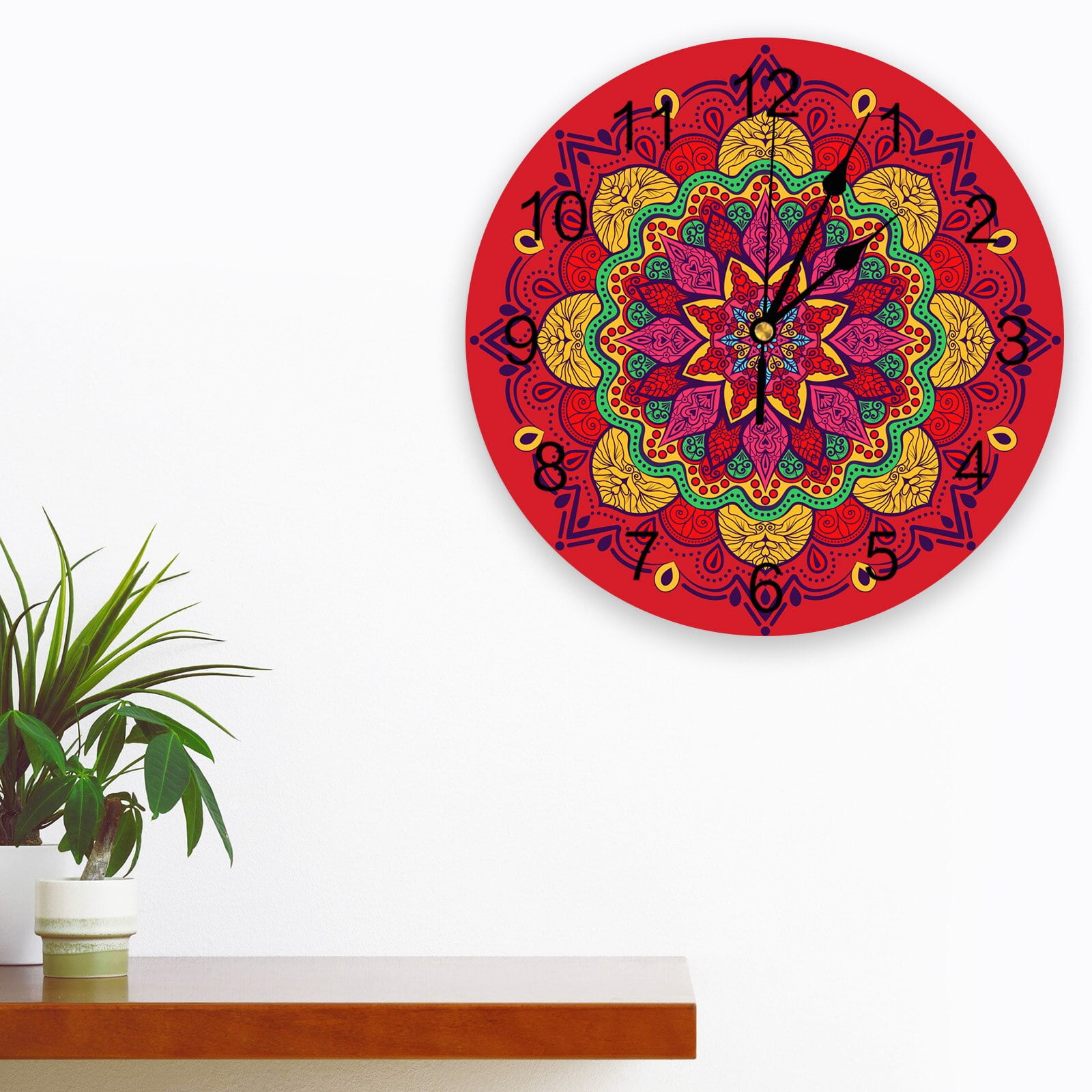 Bohemian Mandala Wall Clock Modern Design Silent Wall Watch for Bedroom ...
