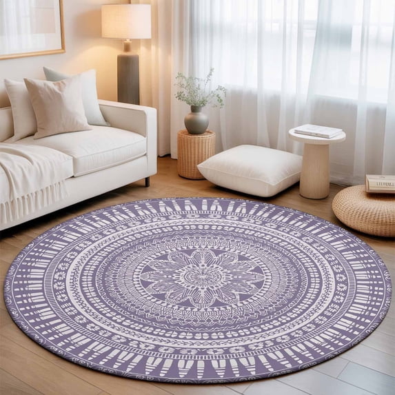 Bohemian Mantoro Motifs Pattern Round Rug 5ft Abstract Geometric Art ...