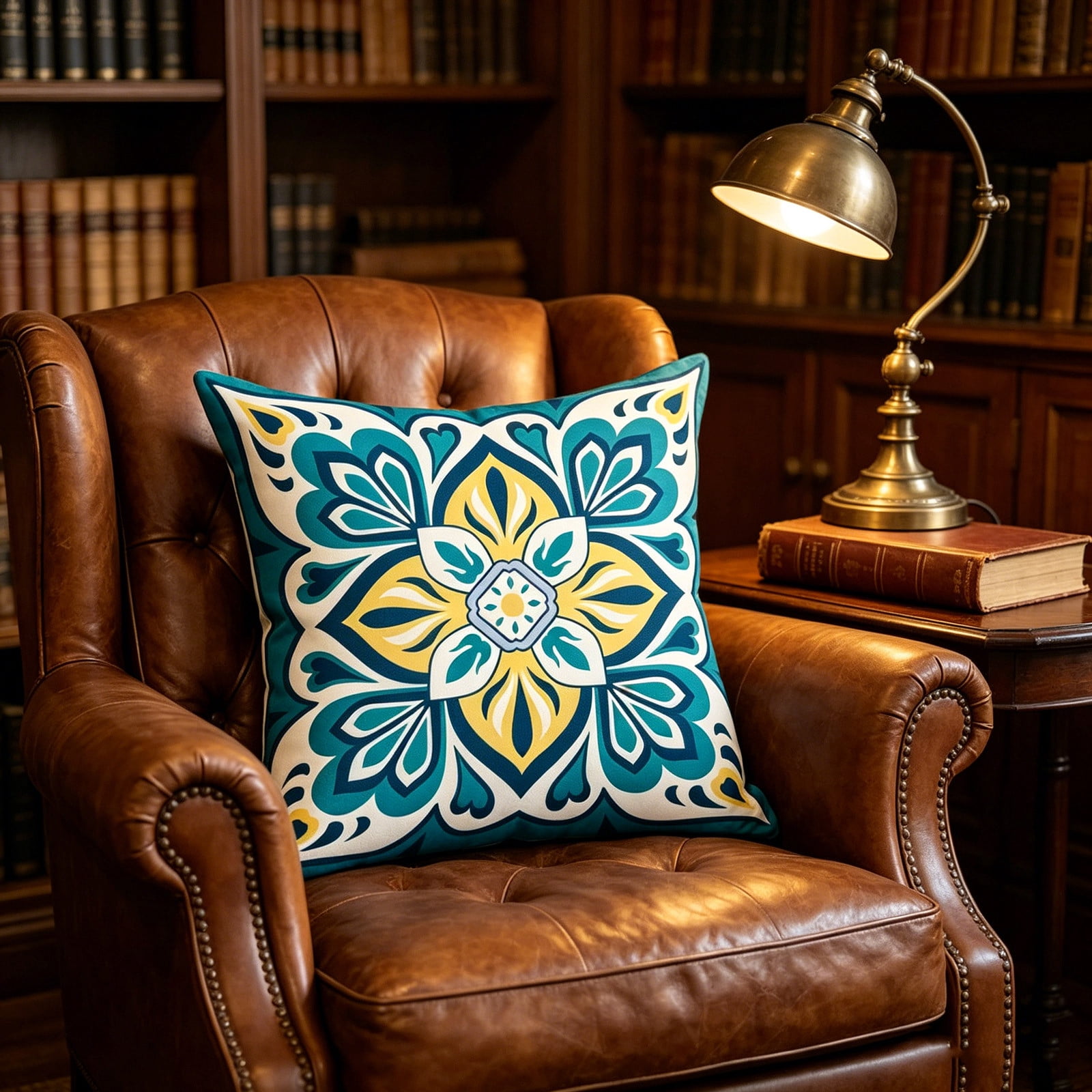 Bohemian Mediterranean Tile Print Pillowcase, Vibrant Fade Resistant ...
