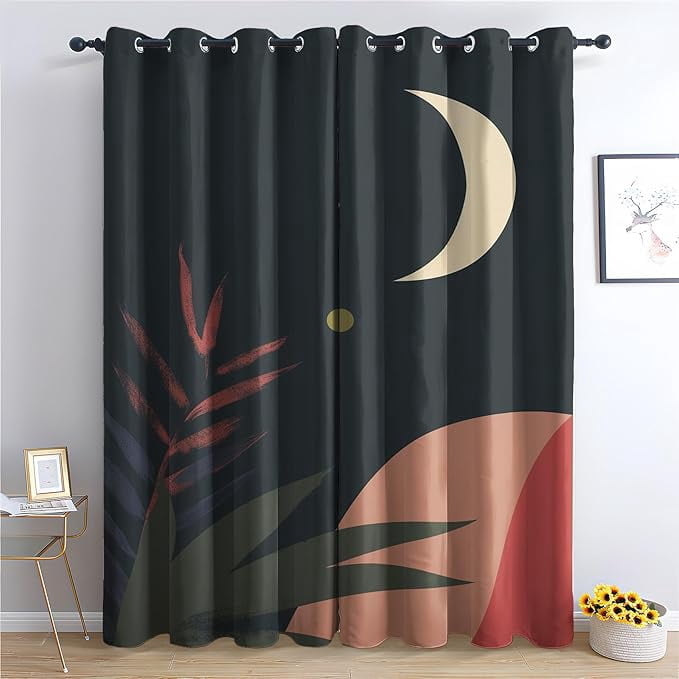 Bohemian Mid Century Curtains, Abstract Blackout Curtains, Modern ...