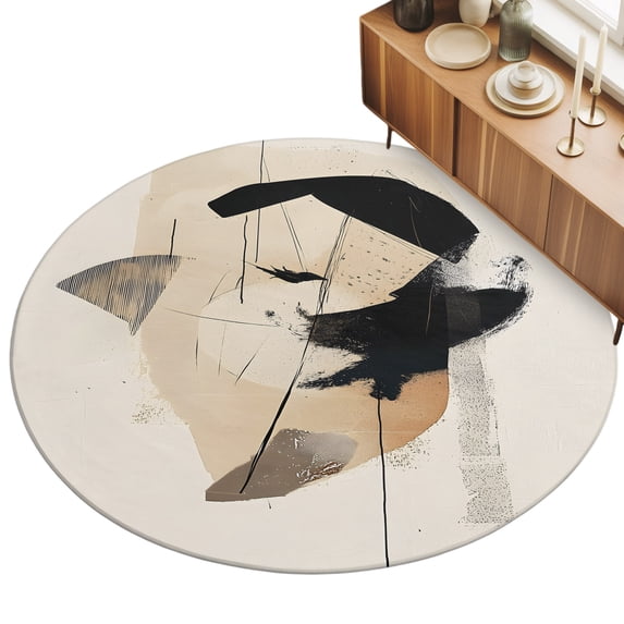 Bohemian Minimalist Area Rug, Color Block Abstract Line Modern Art Non ...