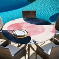Bohemian Minimalist Color Block Round Fitted Tablecloth with Elastic ...